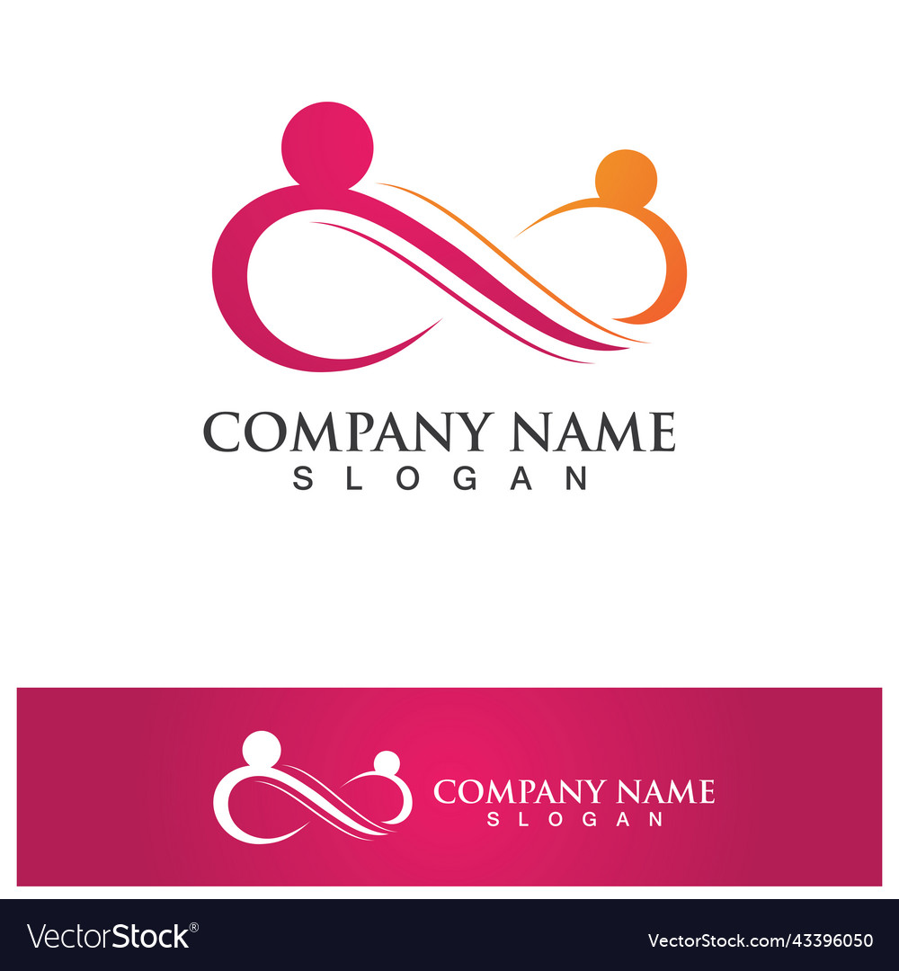 Infinity people family care logo design Royalty Free Vector Infinity people family care logo design Royalty Free Vector