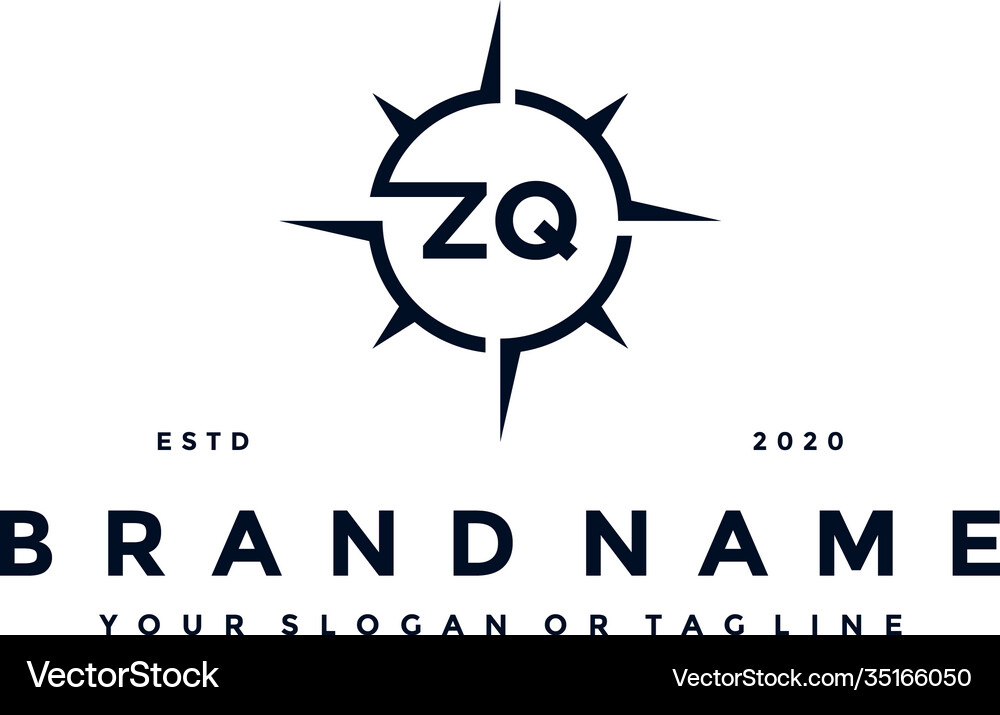 Letter zq compass logo design Royalty Free Vector Image
