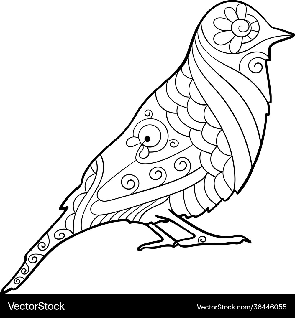 Elegant Bird Line Art Royalty Free Vector Image