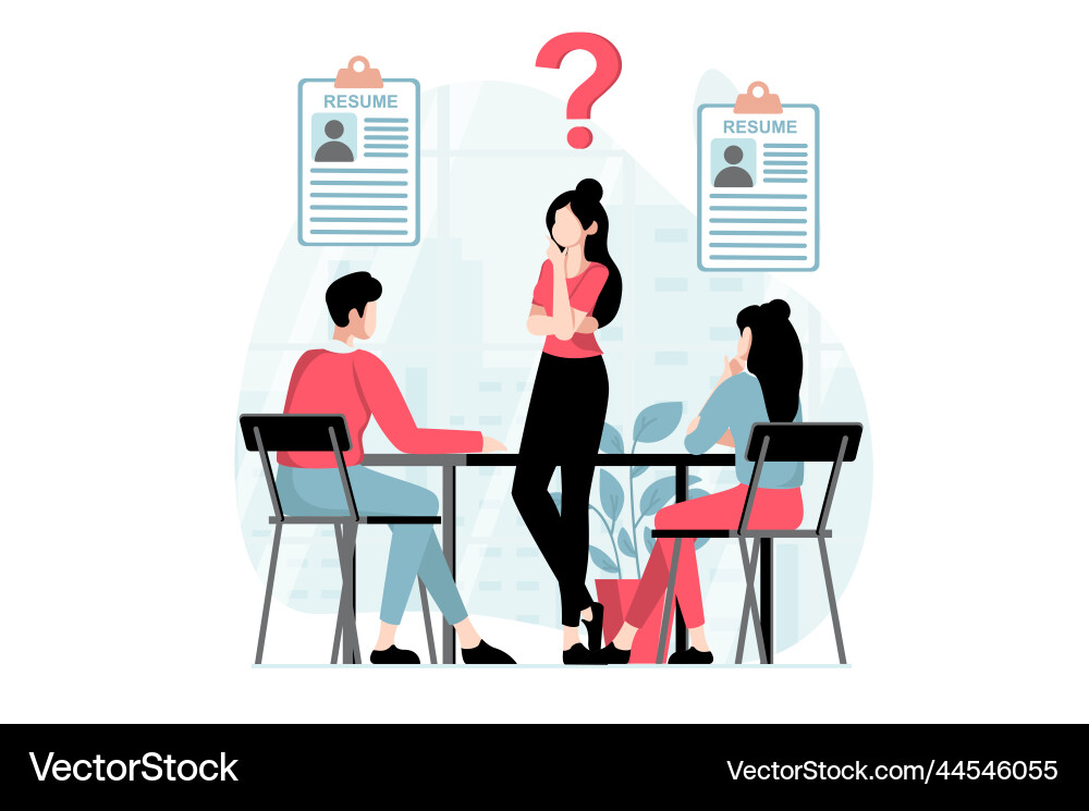 Employee hiring process concept with people scene Vector Image