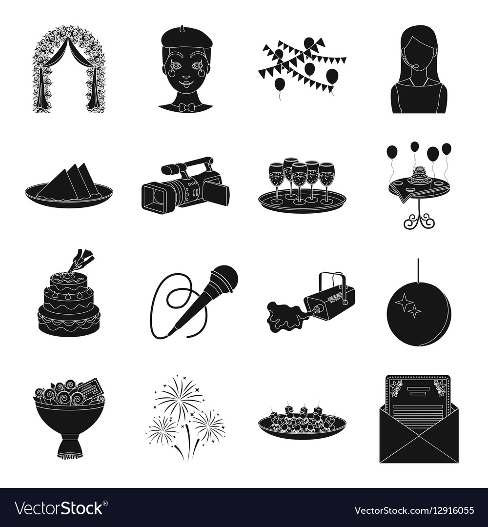 Event service set icons in black style big Vector Image