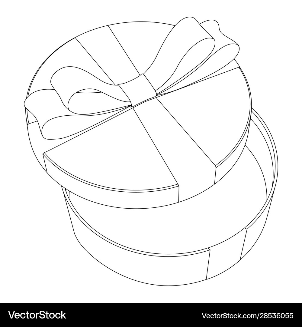 Gift box with ribbon bow hand drawn sketch Vector Image
