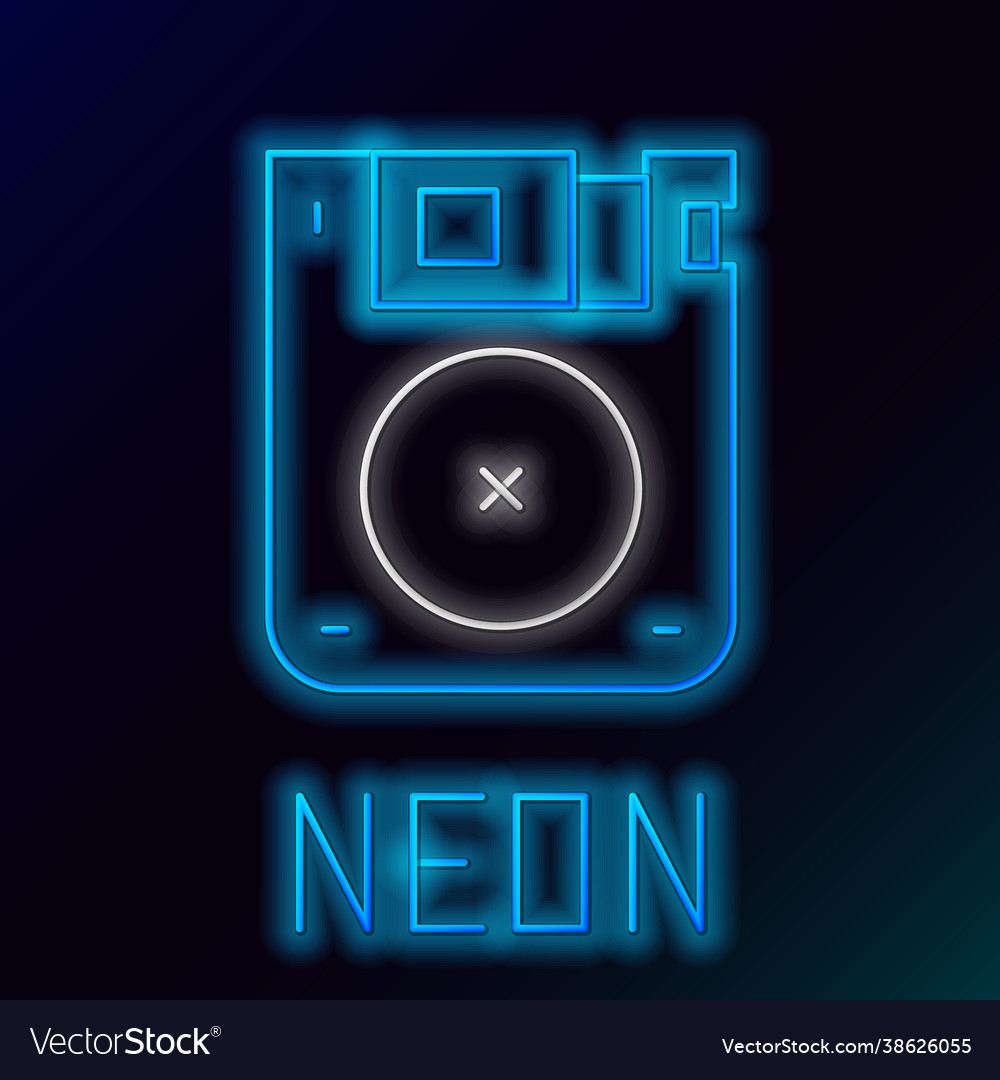 Glowing neon line floppy disk for computer data Vector Image Glowing neon line floppy disk for computer data Vector Image