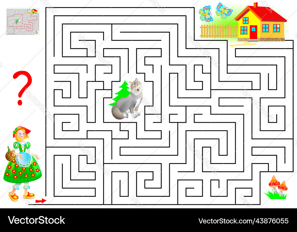 Logic puzzle game with labyrinth for children Vector Image