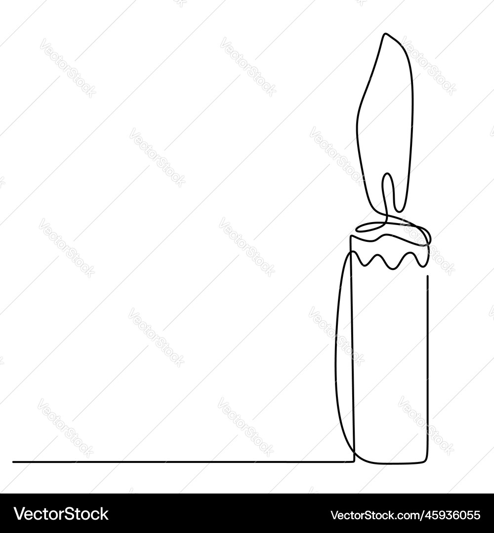One continuous line drawing of candle lighted Vector Image