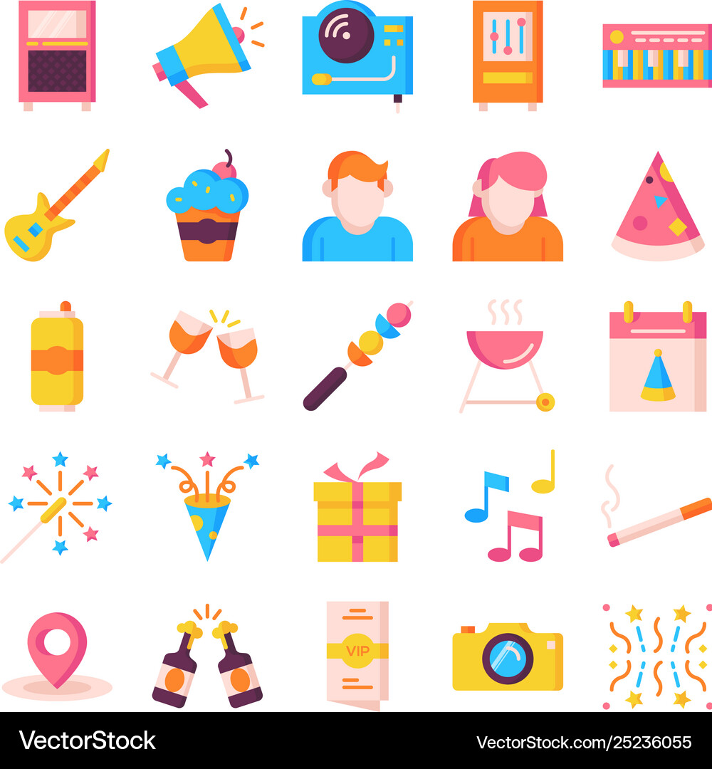 Party icons pack Royalty Free Vector Image - VectorStock