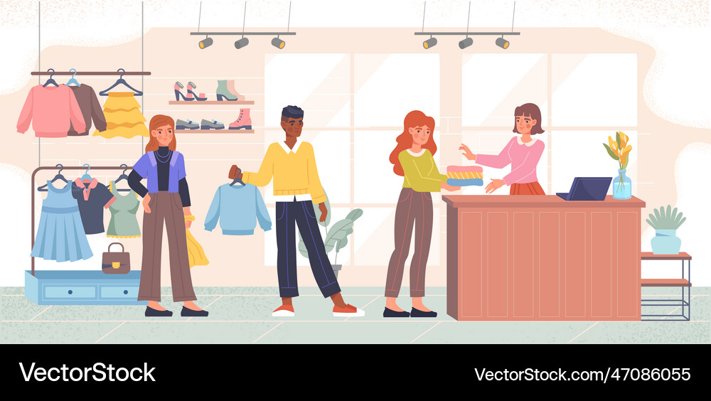 People in clothing store Royalty Free Vector Image