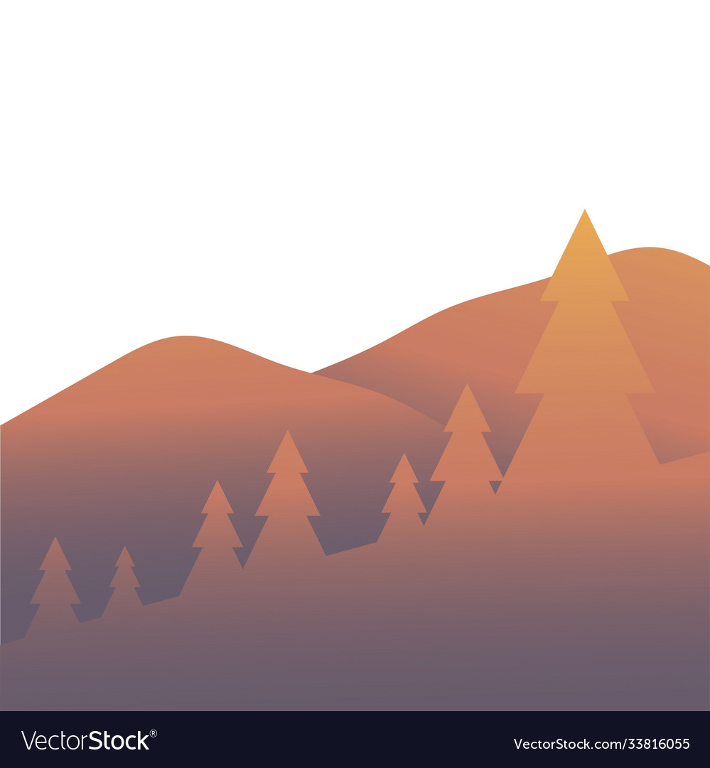 Pine trees in front mountain landscape Royalty Free Vector
