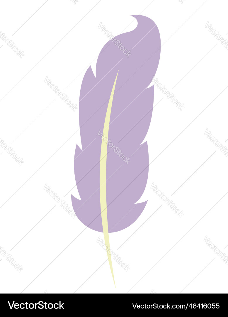 Purple feather in flat style Royalty Free Vector Image