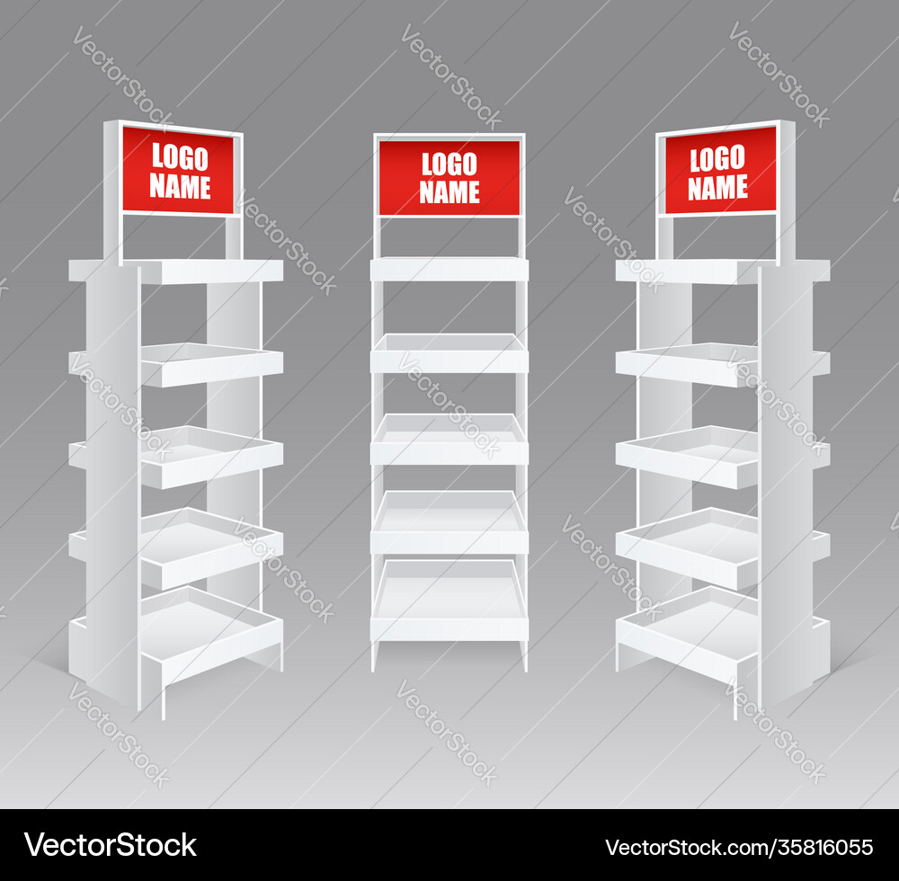 Retail trade stand realistic set Royalty Free Vector Image