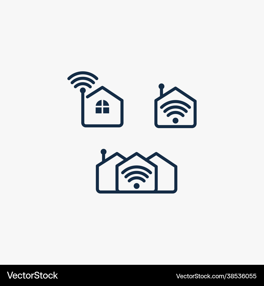Set icon smart home net service wireless house Vector Image