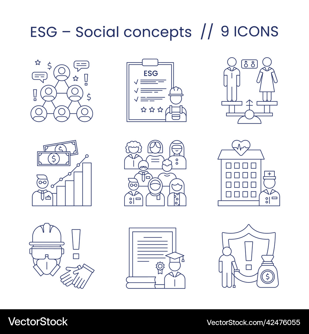 Set icons social esg concept Royalty Free Vector Image