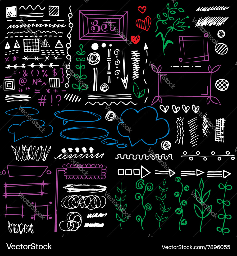 Set of graphic elements in doodle style eps8 Vector Image