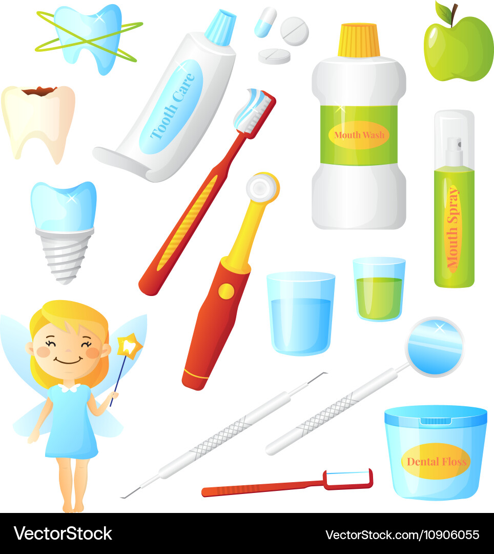 Teeth healthy dentist set Royalty Free Vector Image