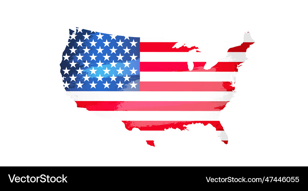 Usa map with watercolor flag Royalty Free Vector Image