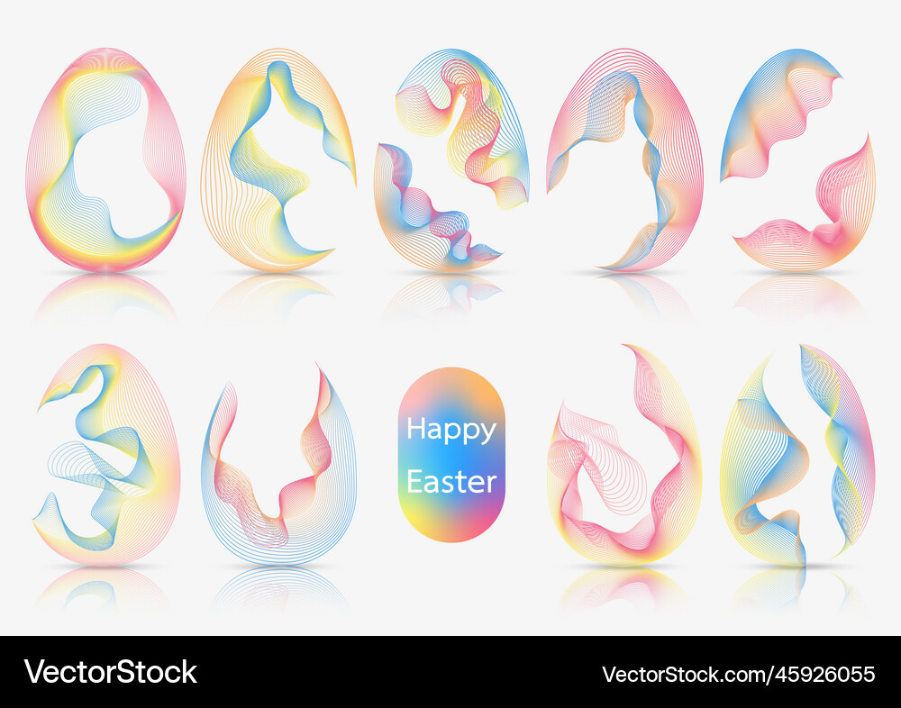 Wave effect set easter egg shape Royalty Free Vector Image