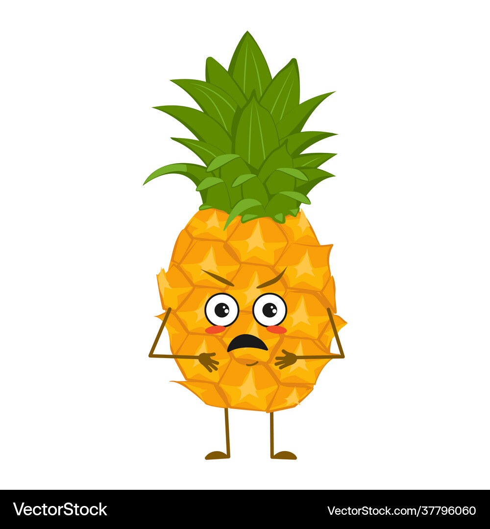 Cute pineapple characters with angry emotions Vector Image