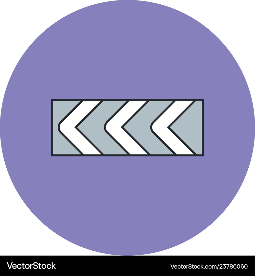 Sharp deviation of route to left road sign icon Vector Image
