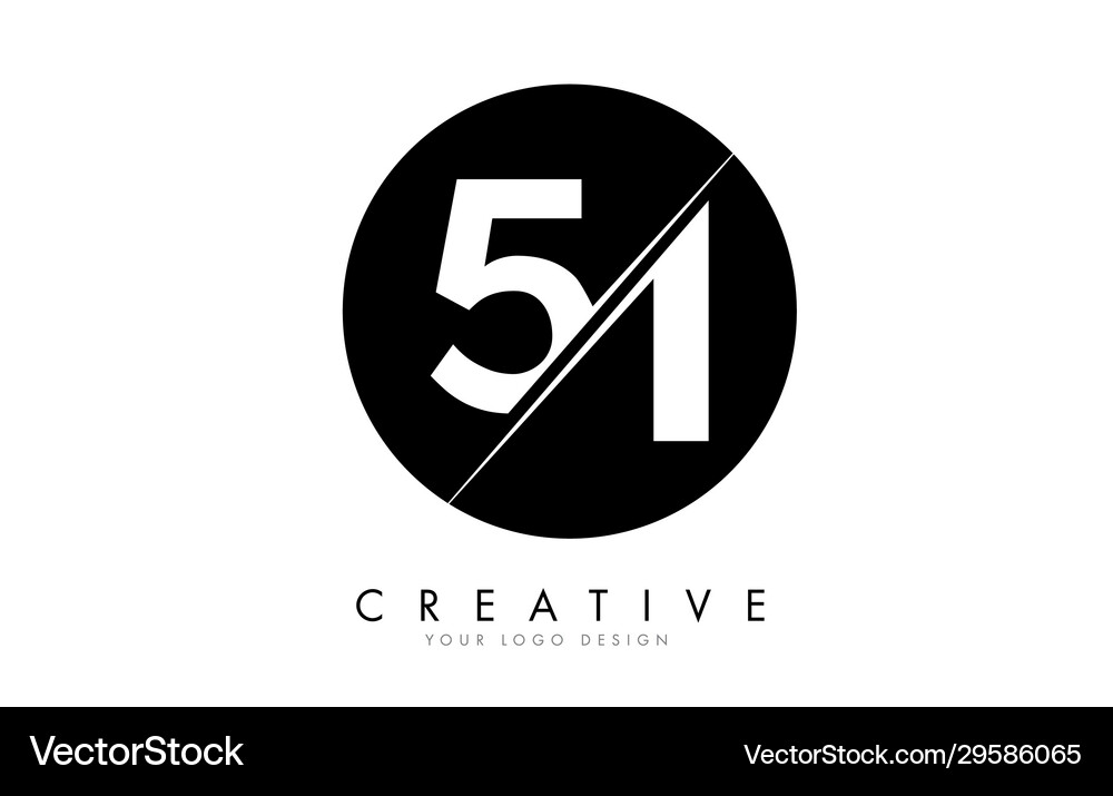 51 5 1 number logo design with a creative cut Vector Image