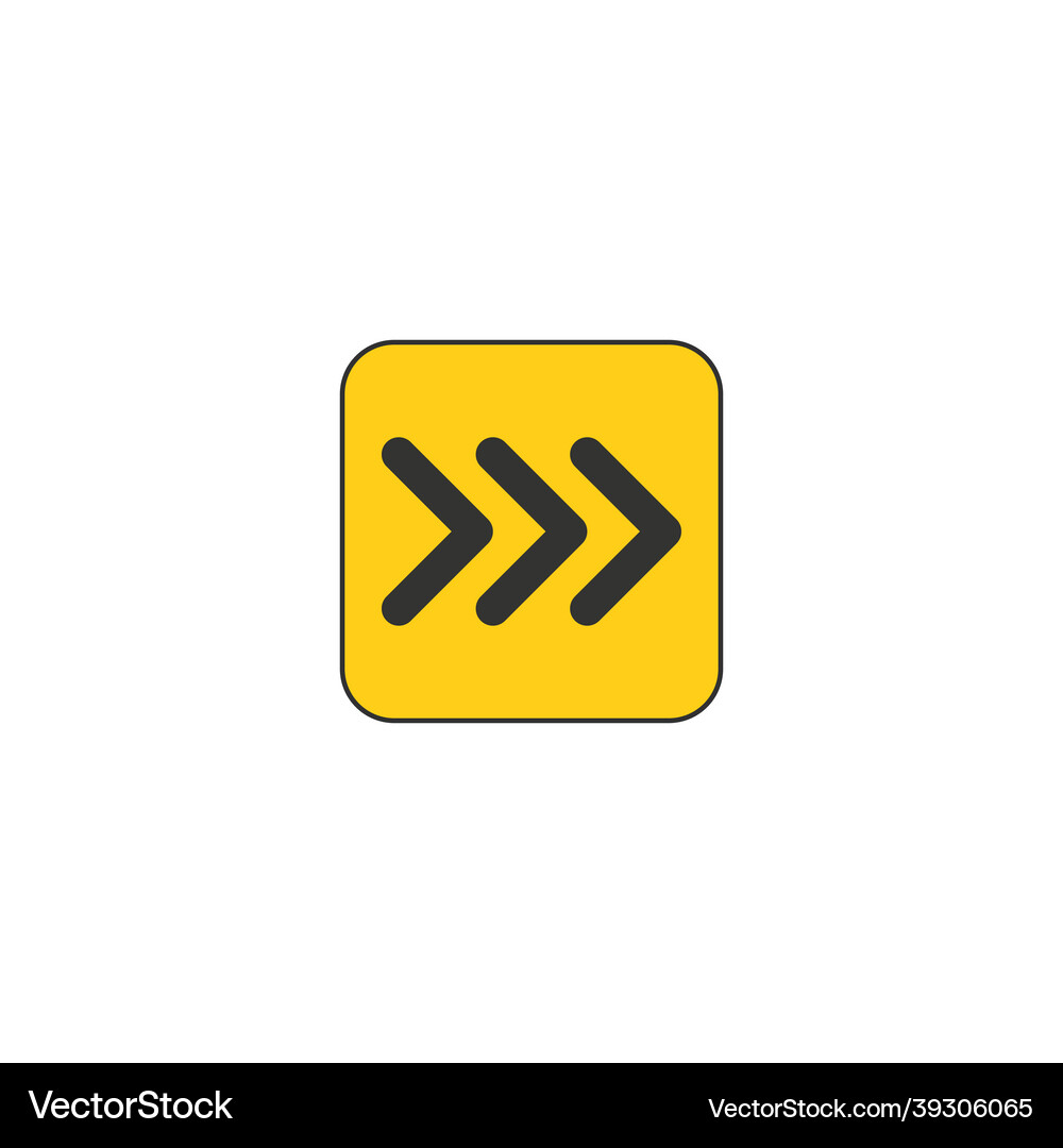 Yellow Arrow Pointing Right Logo Realistic 3d Yellow Arrow On Gray