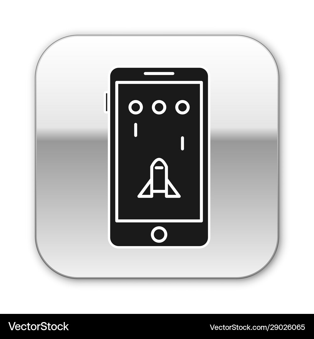 Black smartphone and playing in game icon isolated