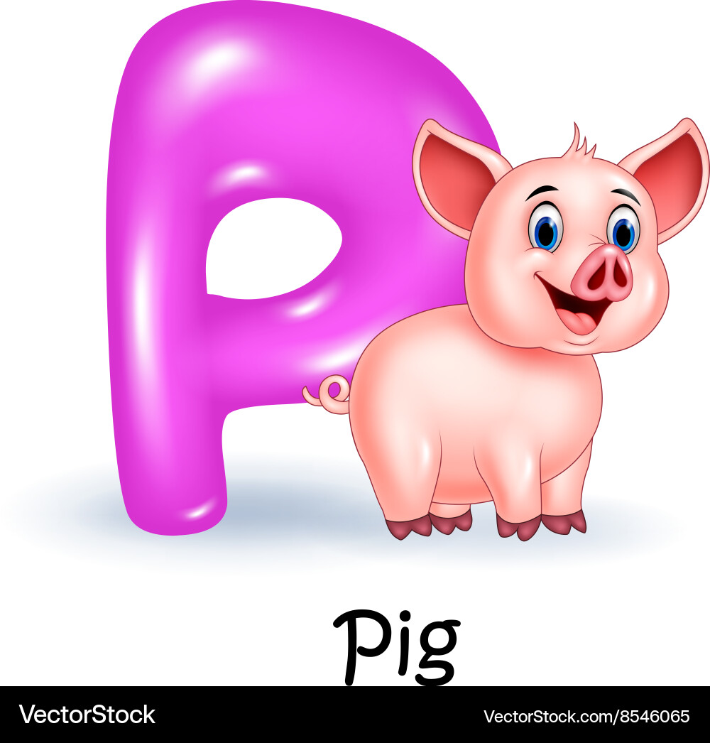 Cartoon p letter for pig Royalty Free Vector Image