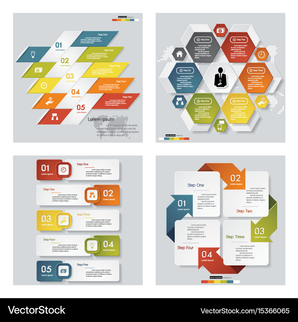 Collection of 4 presentation template Royalty Free Vector