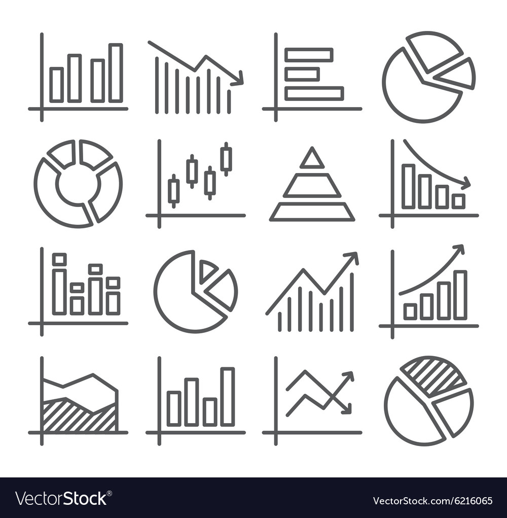 Diagram And Graphs Line Icons Royalty Free Vector Image