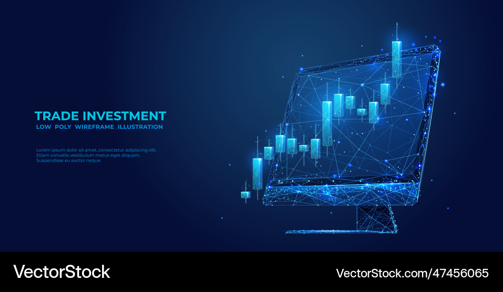 Digital stock market concept blue low poly Vector Image