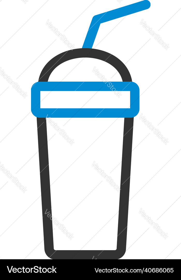 Disposable soda cup and flexible stick icon Vector Image