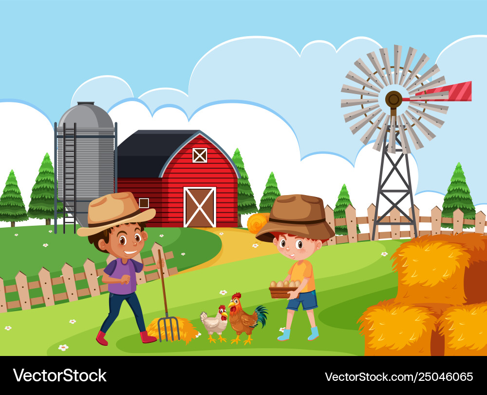 Farmer at farm land Royalty Free Vector Image - VectorStock