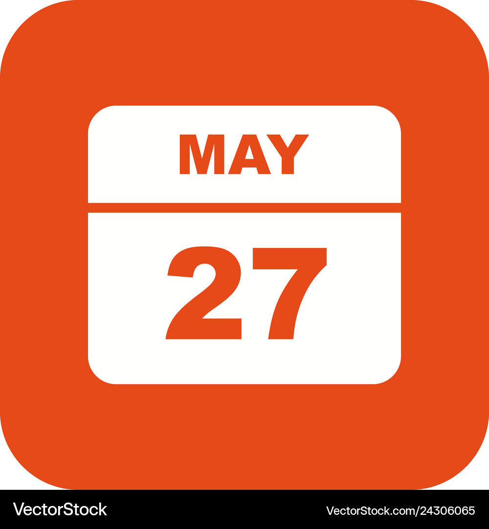 May 27th date on a single day calendar Royalty Free Vector
