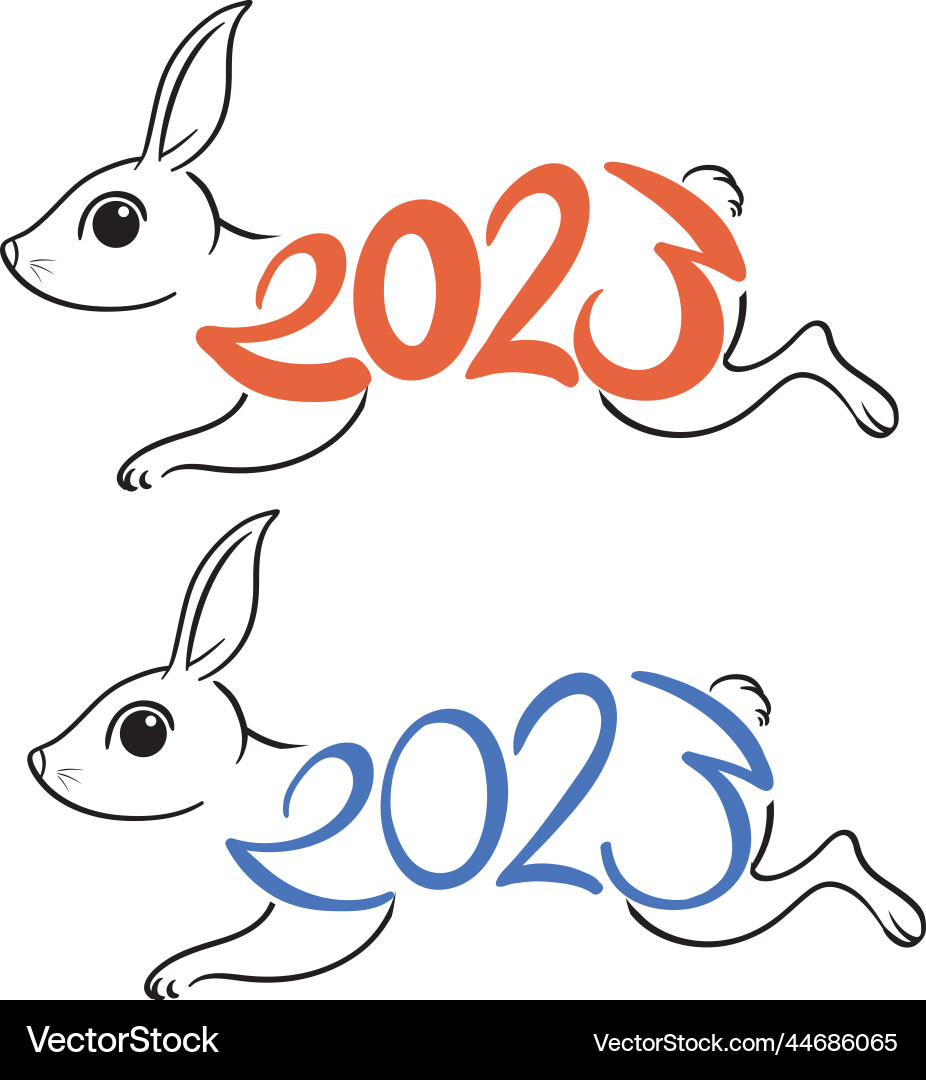 New year 2023 rabbit sign icon Royalty Free Vector Image