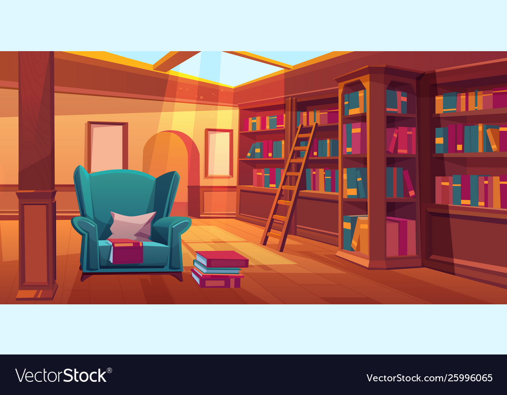 Place for reading books home library interior Vector Image Place for reading books home library interior Vector Image
