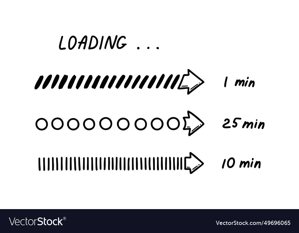 Set Of Doodle Loading Bars Sketch Download Vector Image