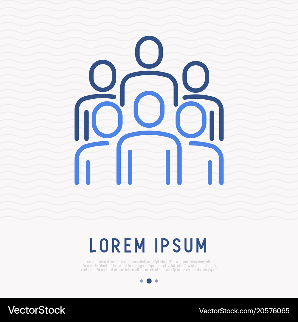 Two groups of people teamwork thin line icon Vector Image