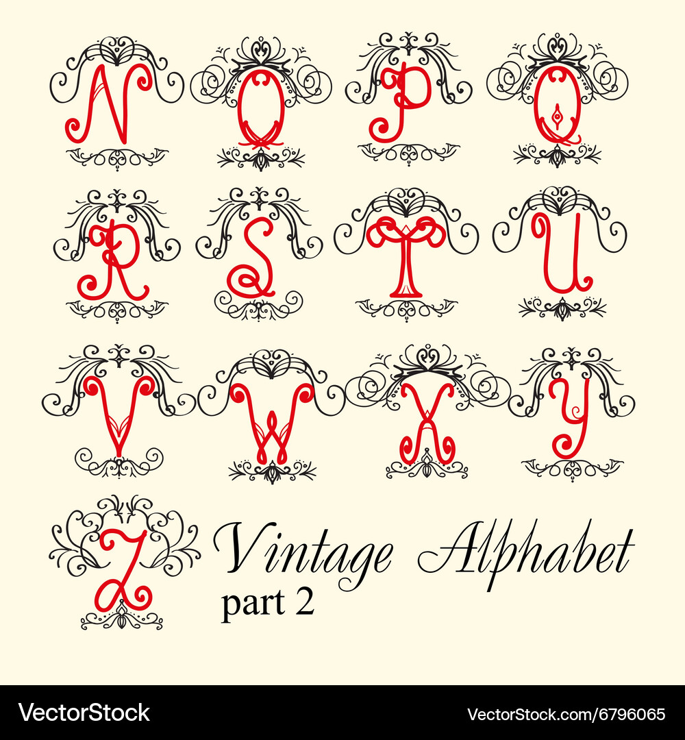 Vintage alphabet set letters part 2 Royalty Free Vector