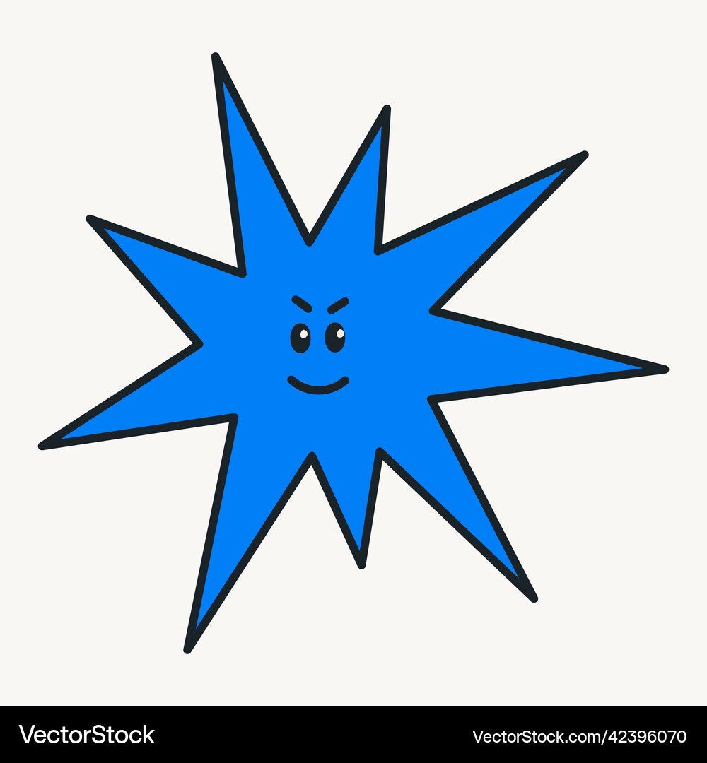Cartoon funny cute blue star comic Royalty Free Vector Image
