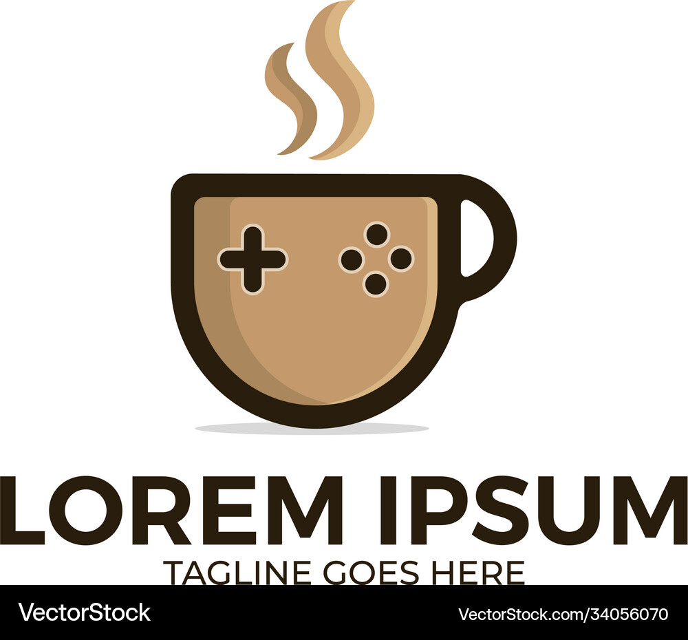 Coffee cup and game pad icon template gamepad Vector Image
