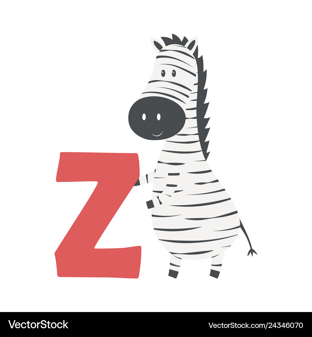 Cute animal alphabet with zebra Royalty Free Vector Image