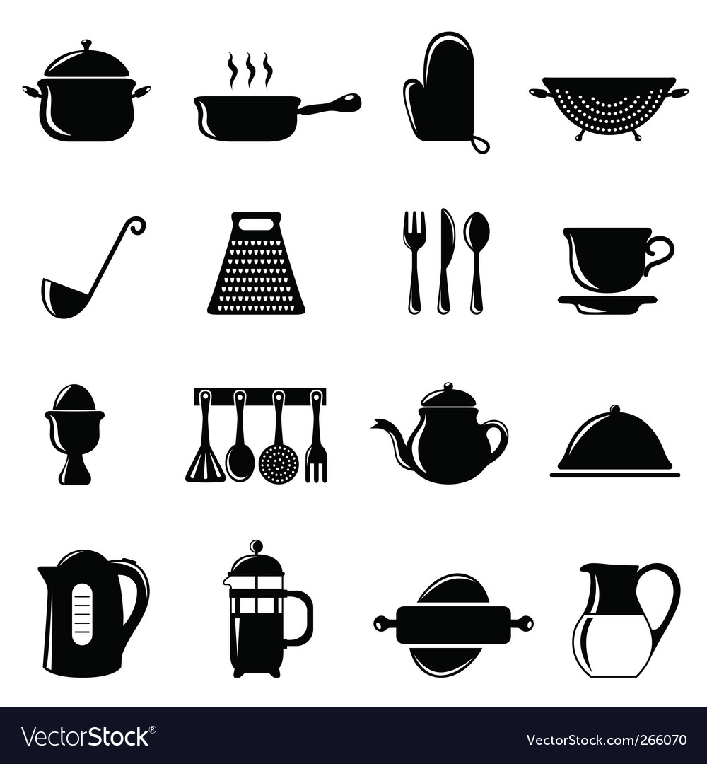 Kitchen Objects Collection Royalty Free Vector Image