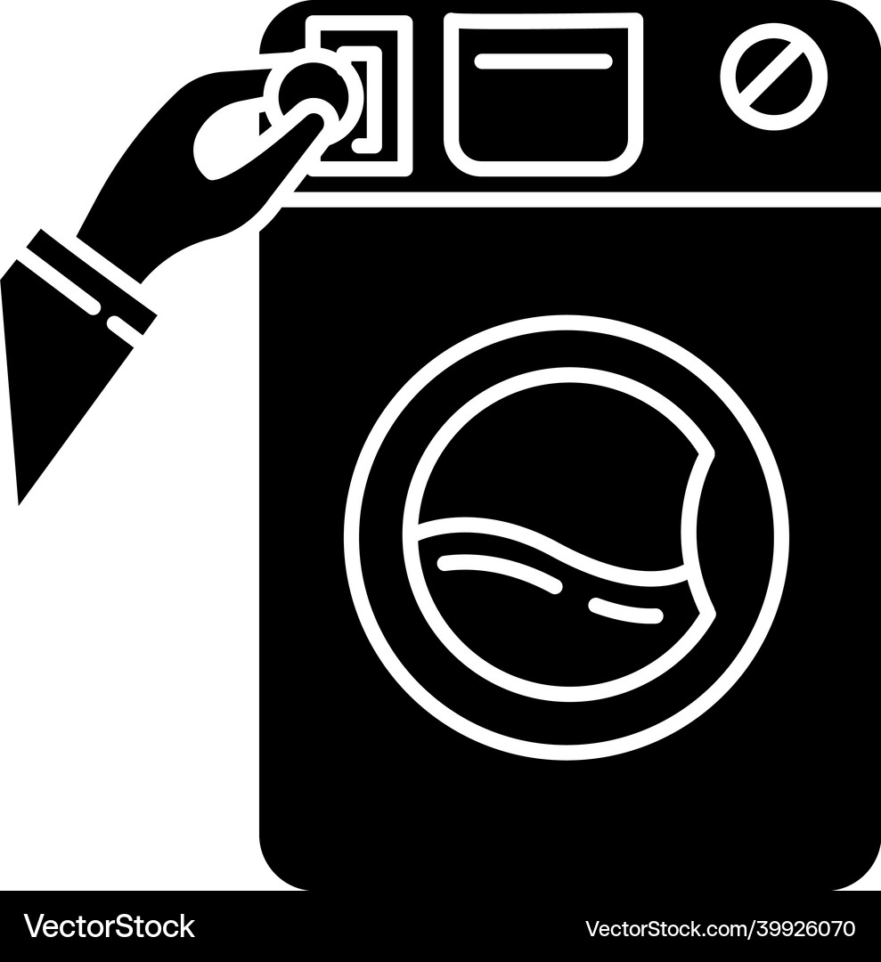 Self-service laundry black glyph icon laundromat Vector Image