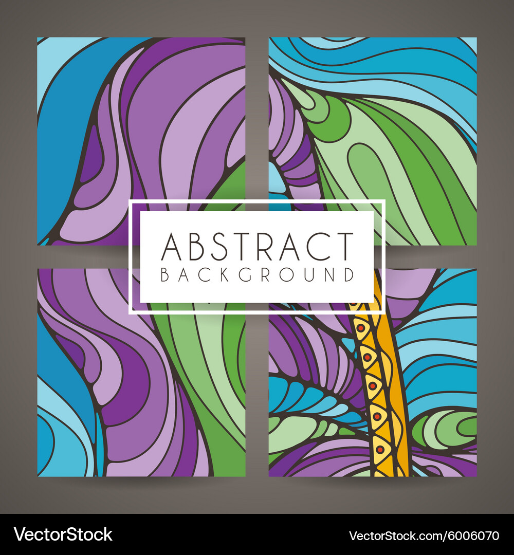 Set of four colorful intricate patterns Royalty Free Vector