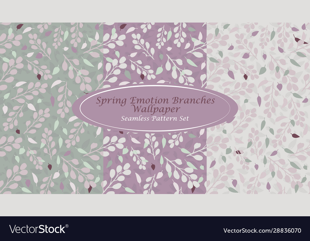 Spring emotion branches wallpaper pink mint set Vector Image