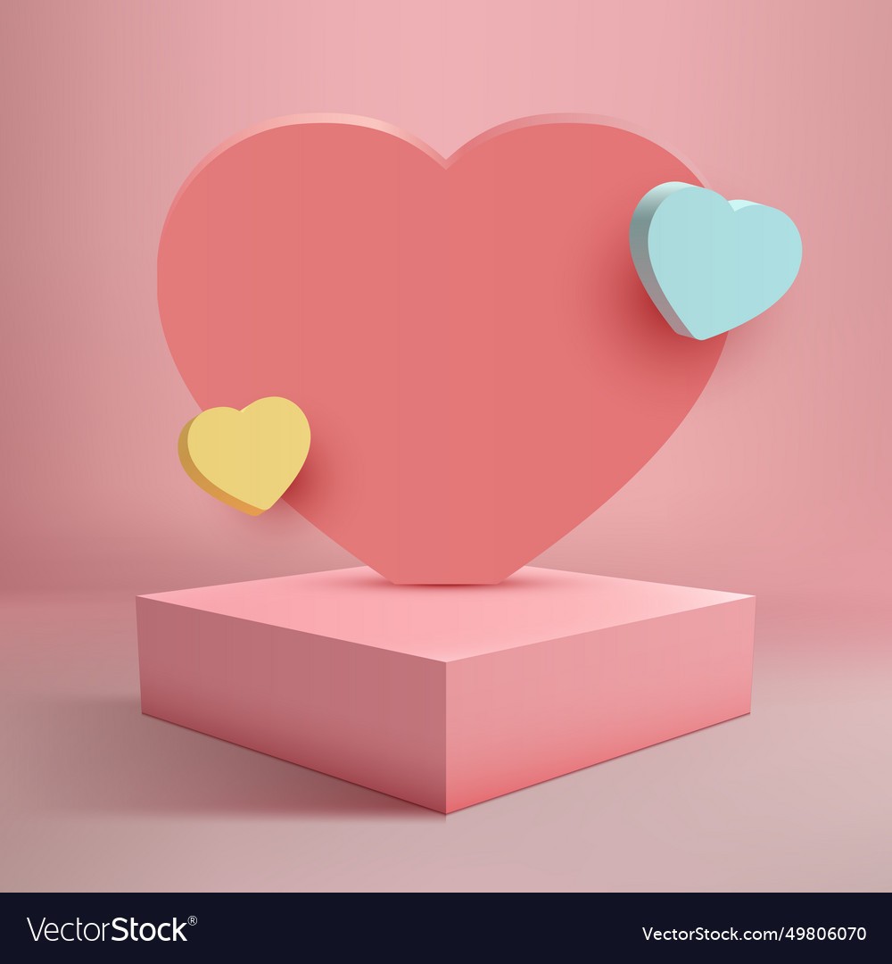 Valentines day pink podium mockup showcase Vector Image