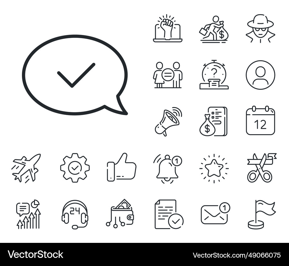 Approve line icon accepted or confirmed sign Vector Image