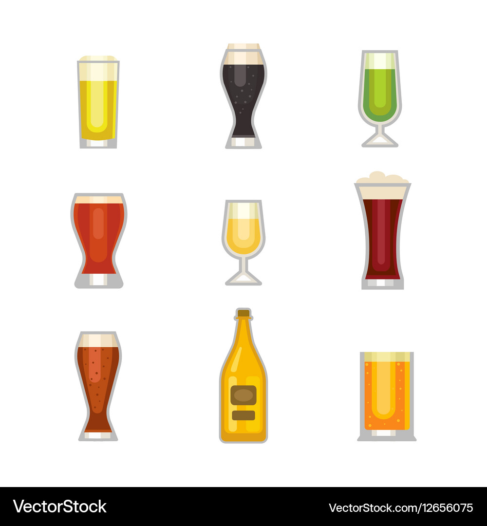 Beer glass set Royalty Free Vector Image - VectorStock
