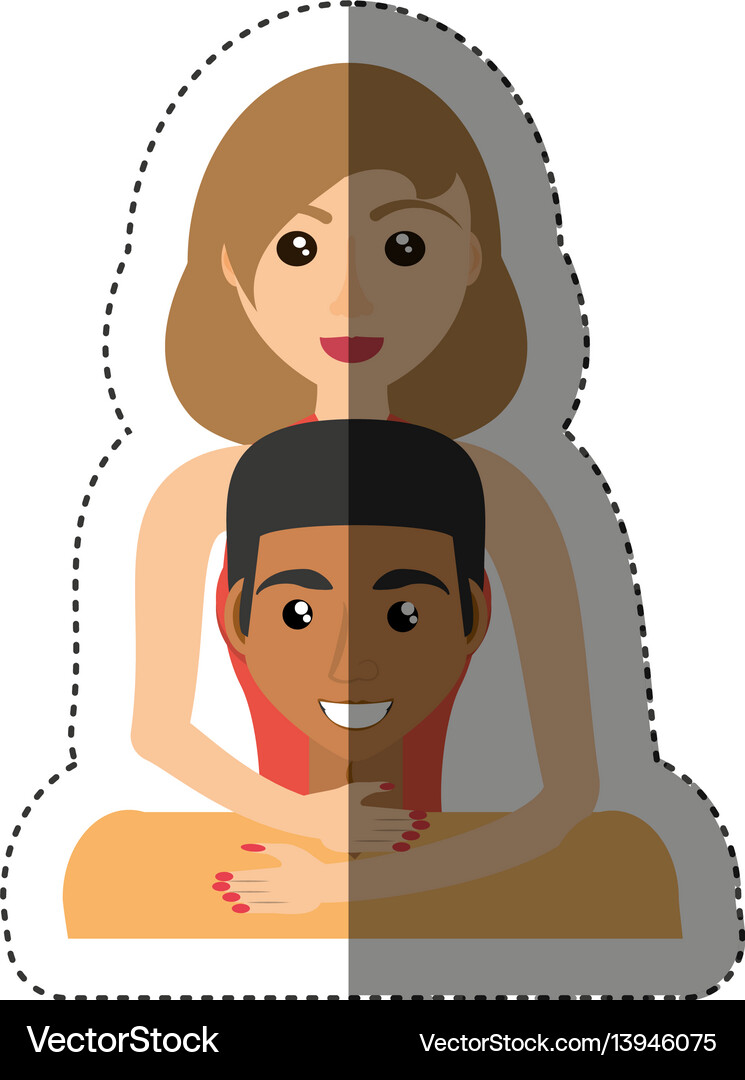 Couple together smiling shadow Royalty Free Vector Image