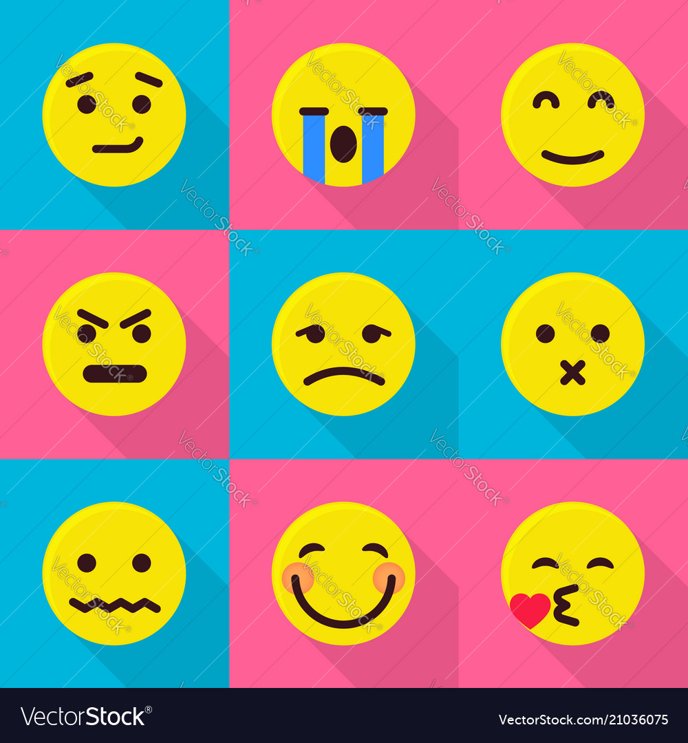 Emotional icons set flat style Royalty Free Vector Image Emotional icons set flat style Royalty Free Vector Image