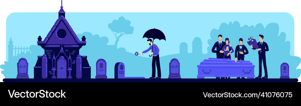 Funeral ceremony flat color Royalty Free Vector Image